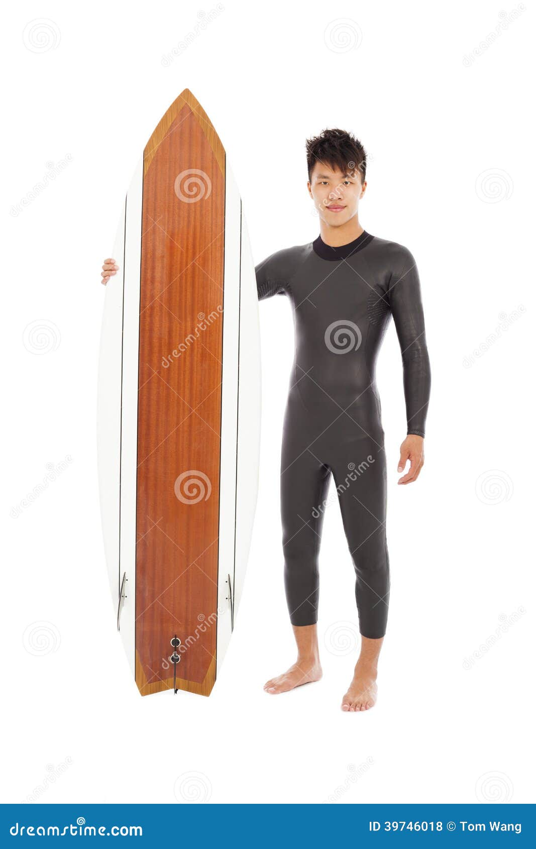 Surfer Man Standing and Holding a Surfboard Stock Photo - Image of ...