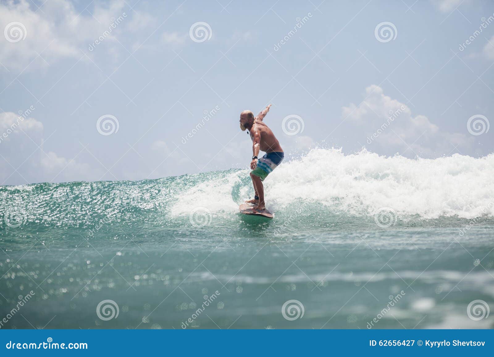 Surfer Man Surfing on Waves Splash Actively Stock Image - Image of ...