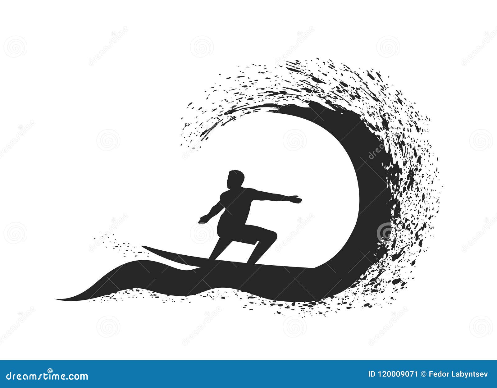 Surfer in Motion on the Ocean Wave. Stock Vector - Illustration of ...