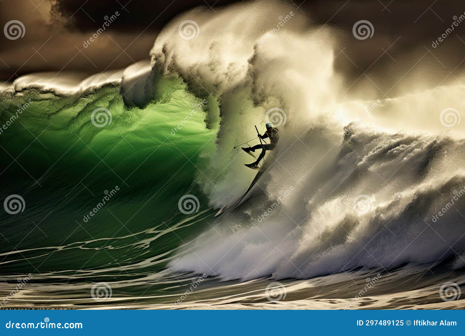 Surfer on the Ocean Wave. 3D Rendering Effect, Storm Rider Haifa ...