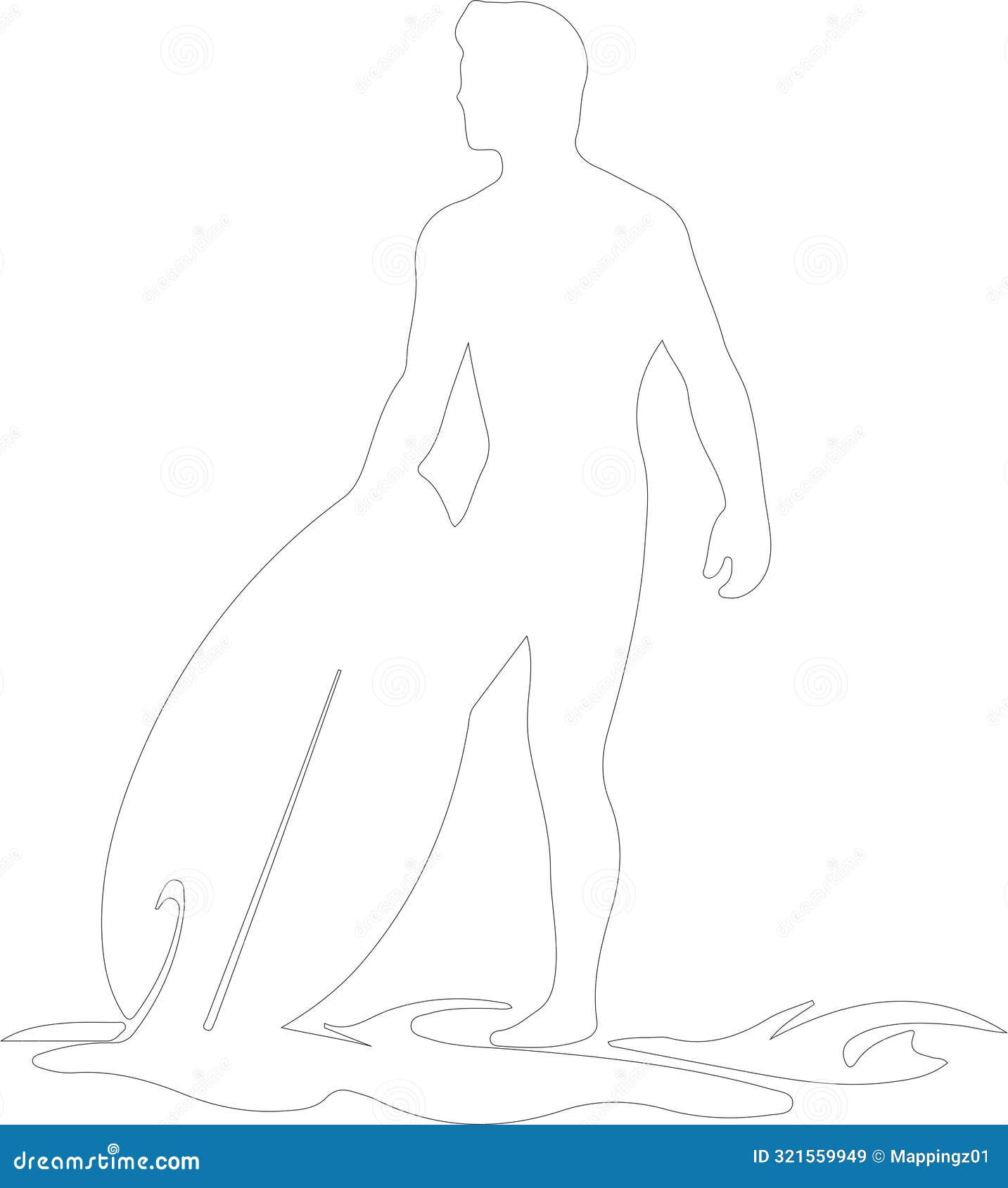 Surfer Outline Silhouette Generative Ai Stock Vector - Illustration of ...