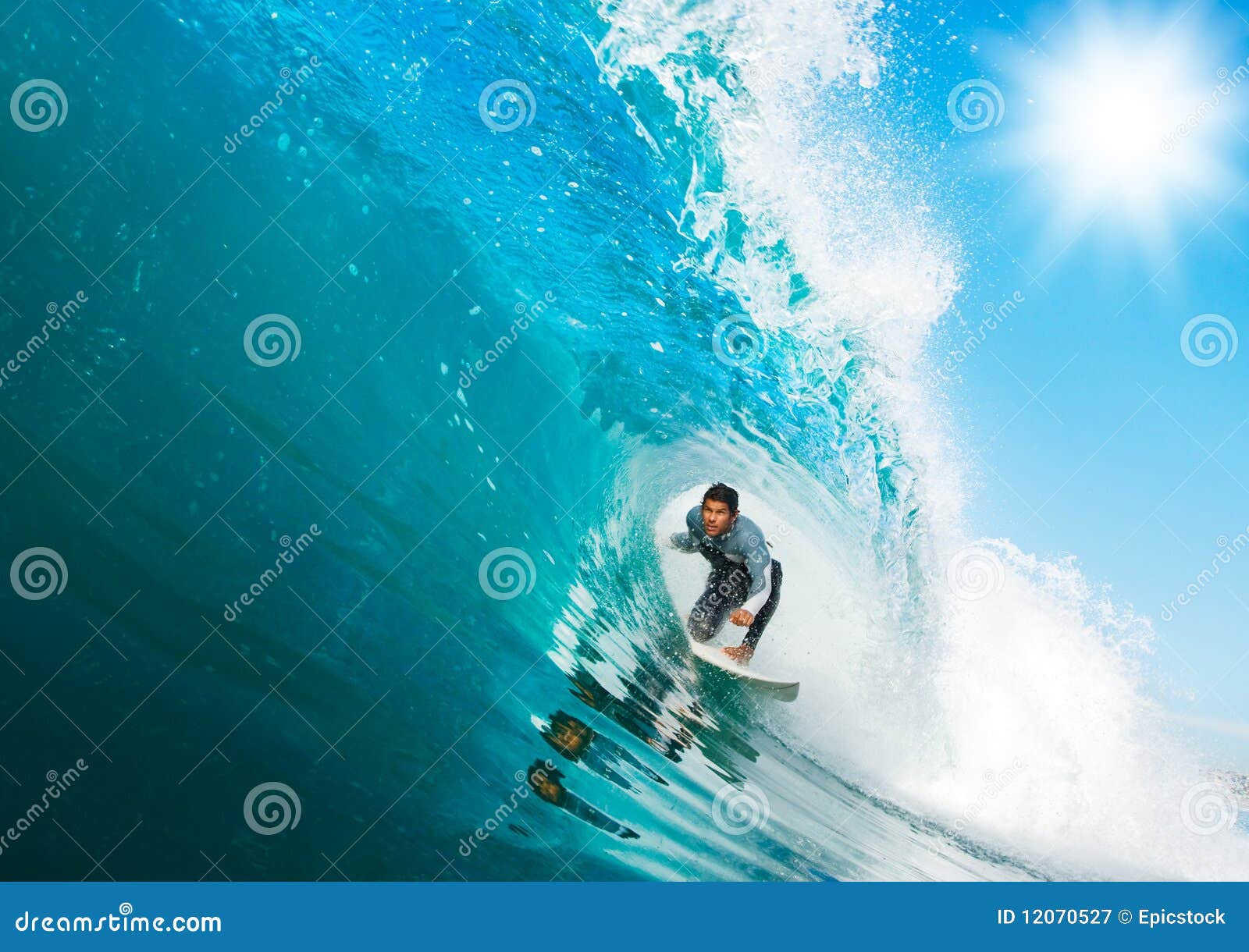 Surfer on perfect Wave stock image. Image of epic, power - 12070527