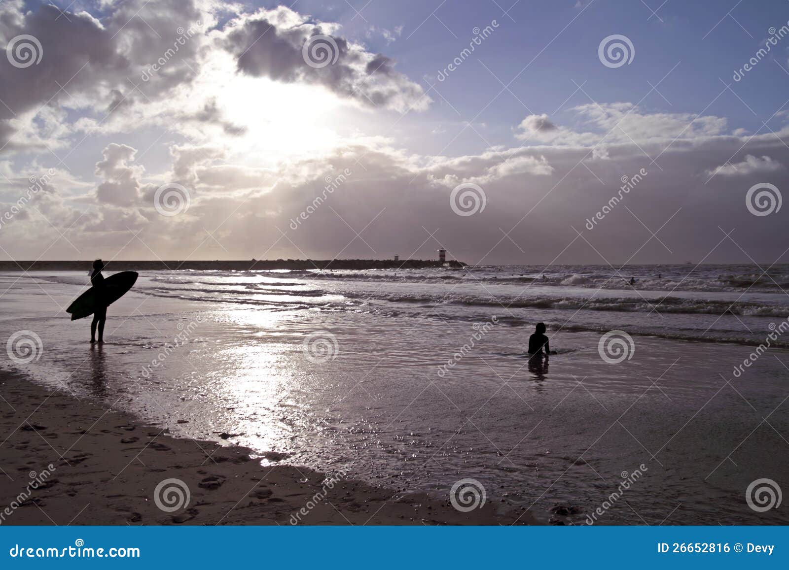 Surfer Ready To Surf at Sunset Stock Photo - Image of blue, sunset ...