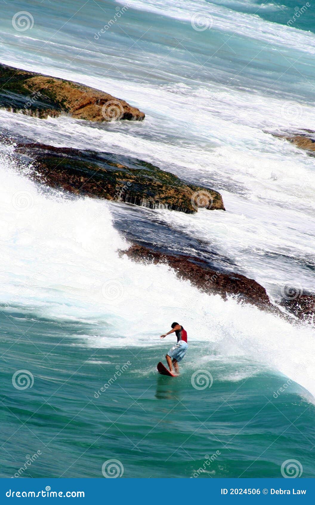 Surfer on a red board stock photo. Image of waves, spray - 2024506