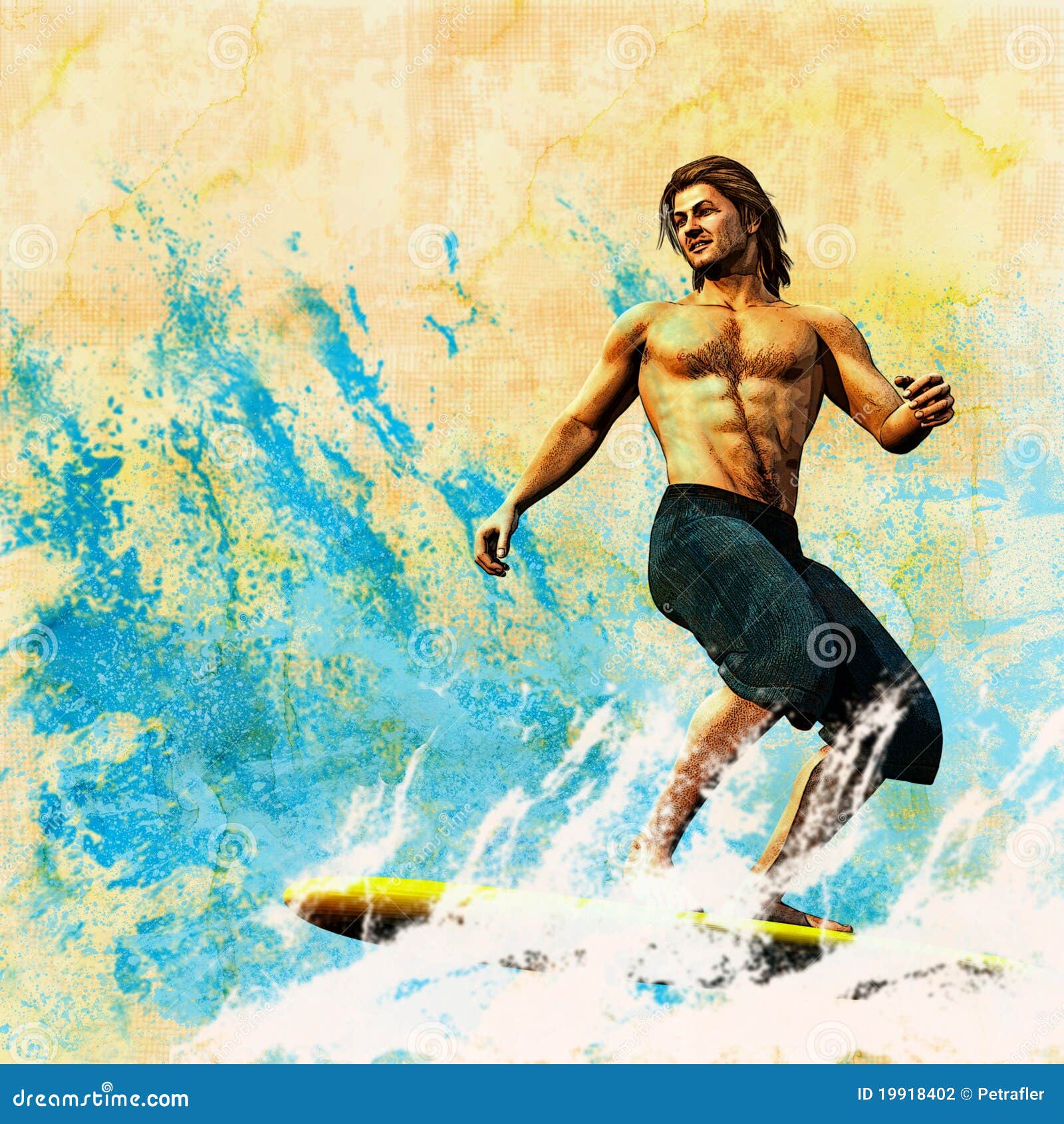 Surfer Retro stock illustration. Illustration of sand - 19918402