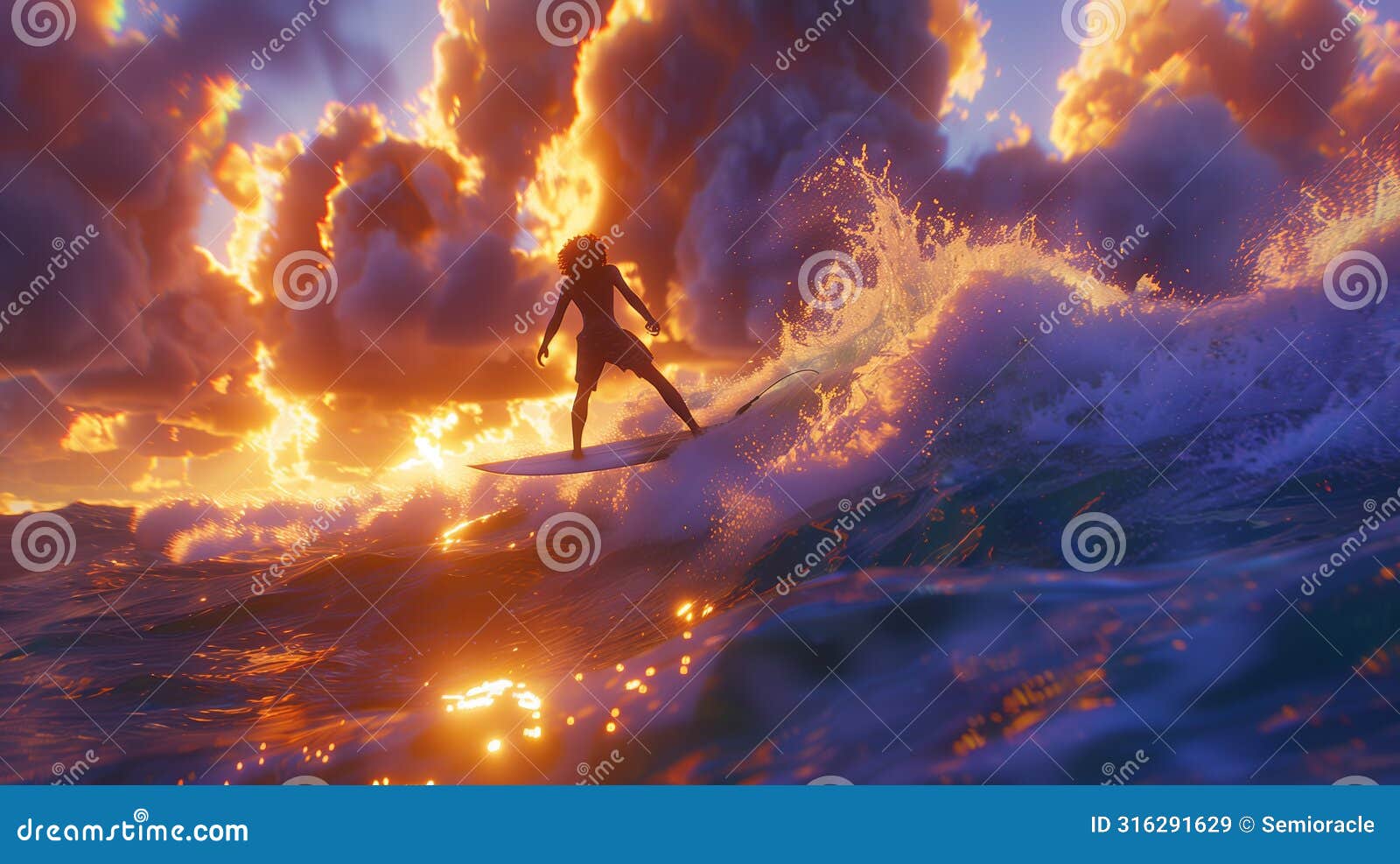 Epic Wave Surge Devastating Beautiful Countryside With Green Trees ...