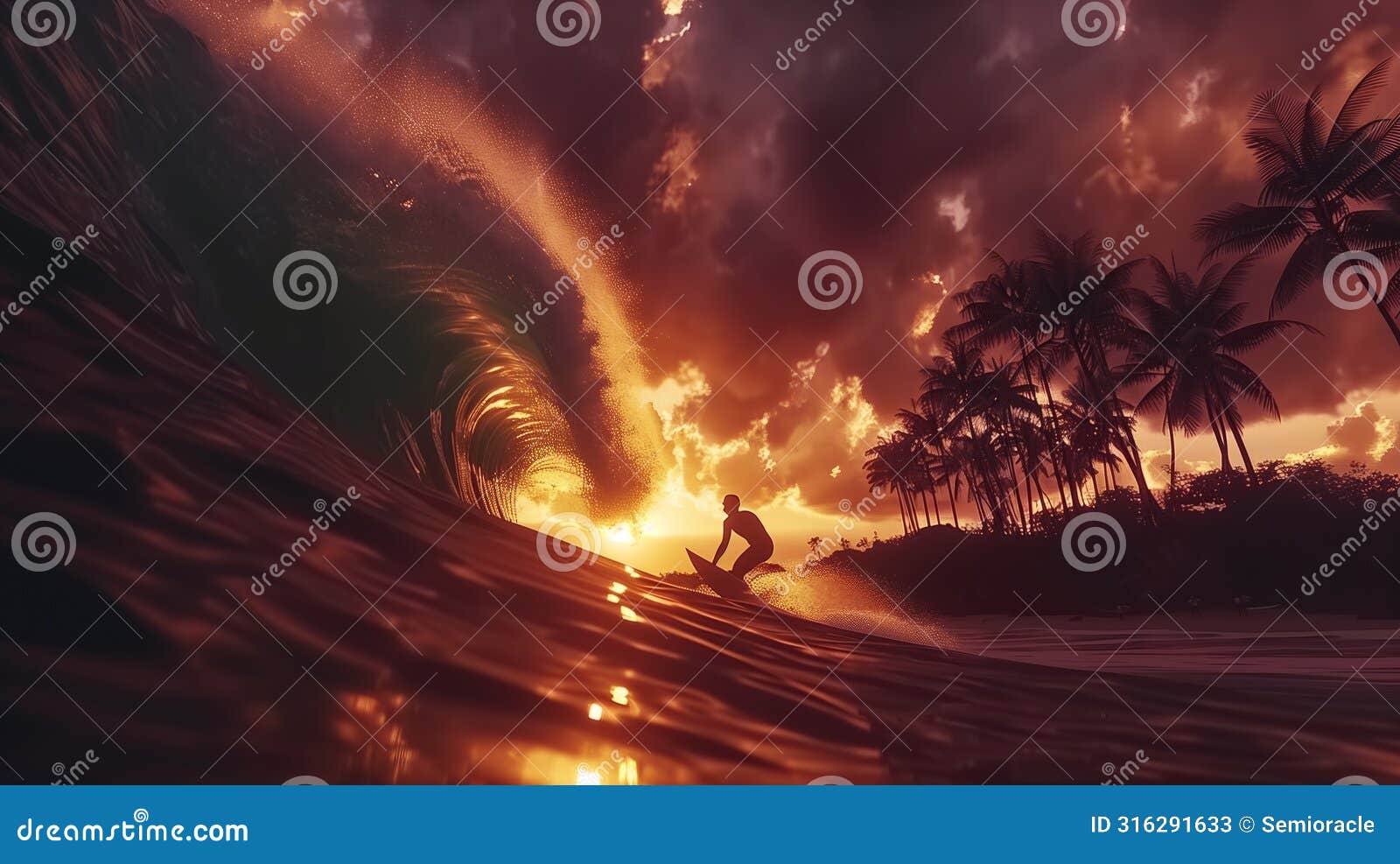 Epic Wave Surge Devastating Beautiful Countryside With Green Trees ...