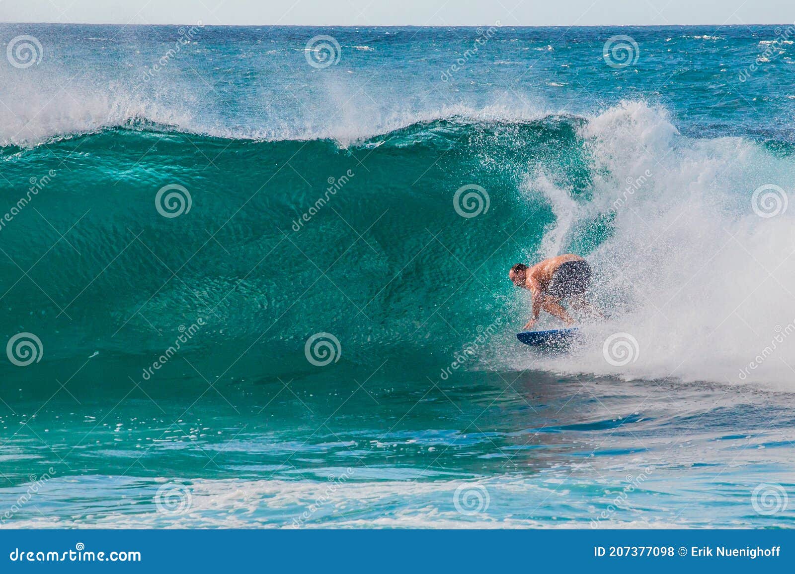 North Shore Oahu Hawaii 10 20 2015 Surfer Rides on a Wave on the North ...