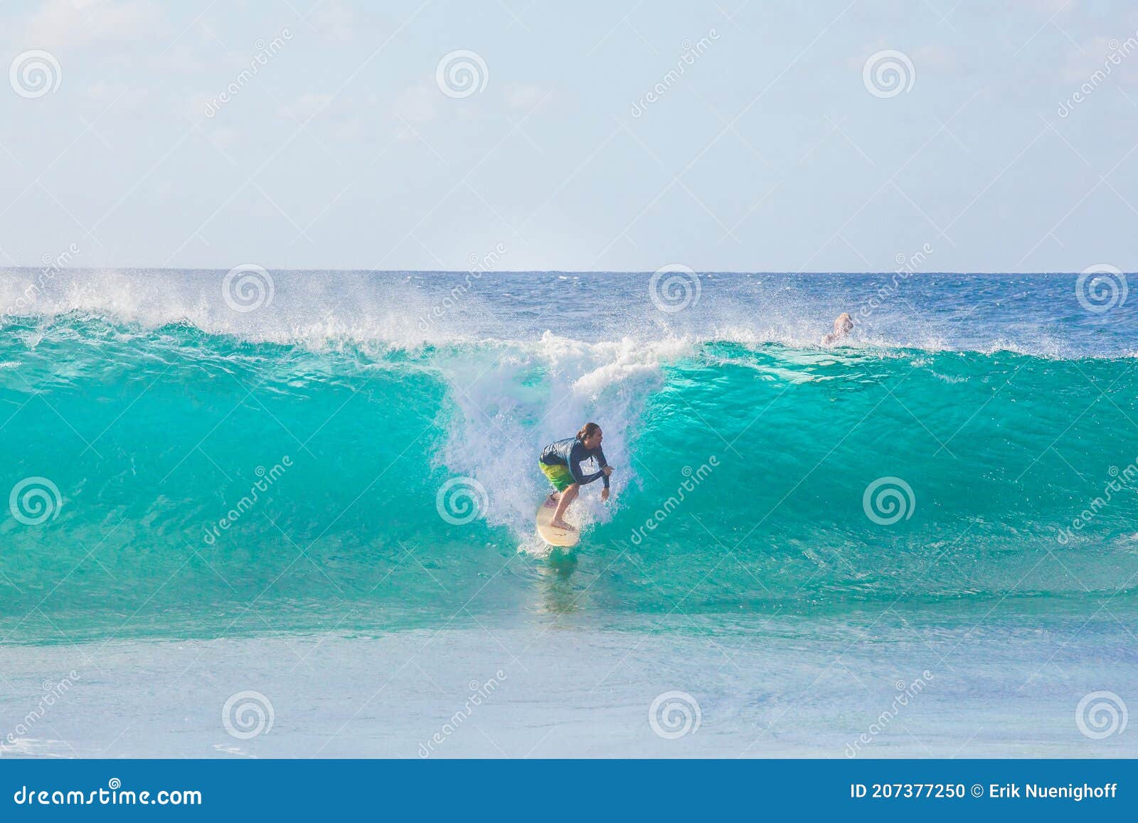 North Shore Oahu Hawaii 10 20 2015 Surfer Rides on a Wave on the North ...