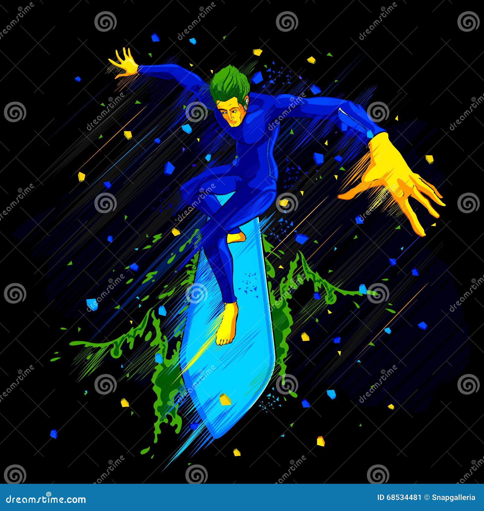 Surfer Riding Wave Vector Illustration | CartoonDealer.com #40202526