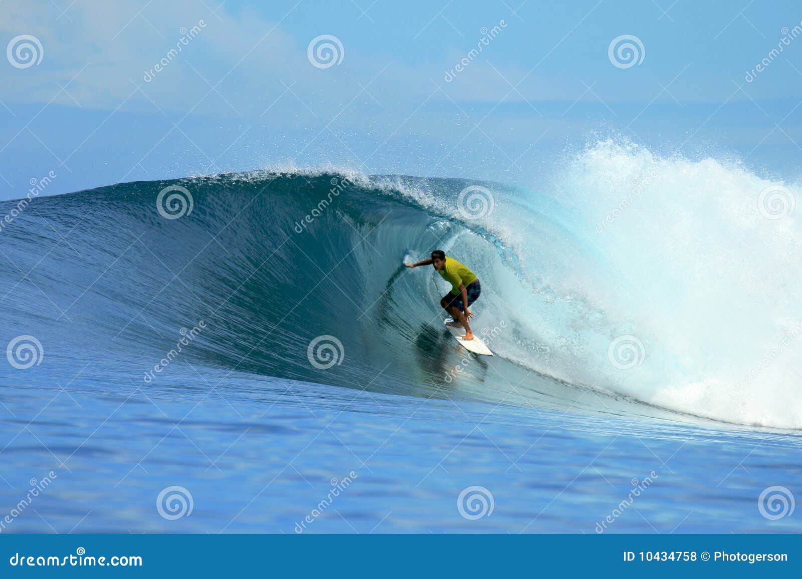 Surfer Riding Blue Wave, Mentawai, Indonesia Stock Photo - Image of ...