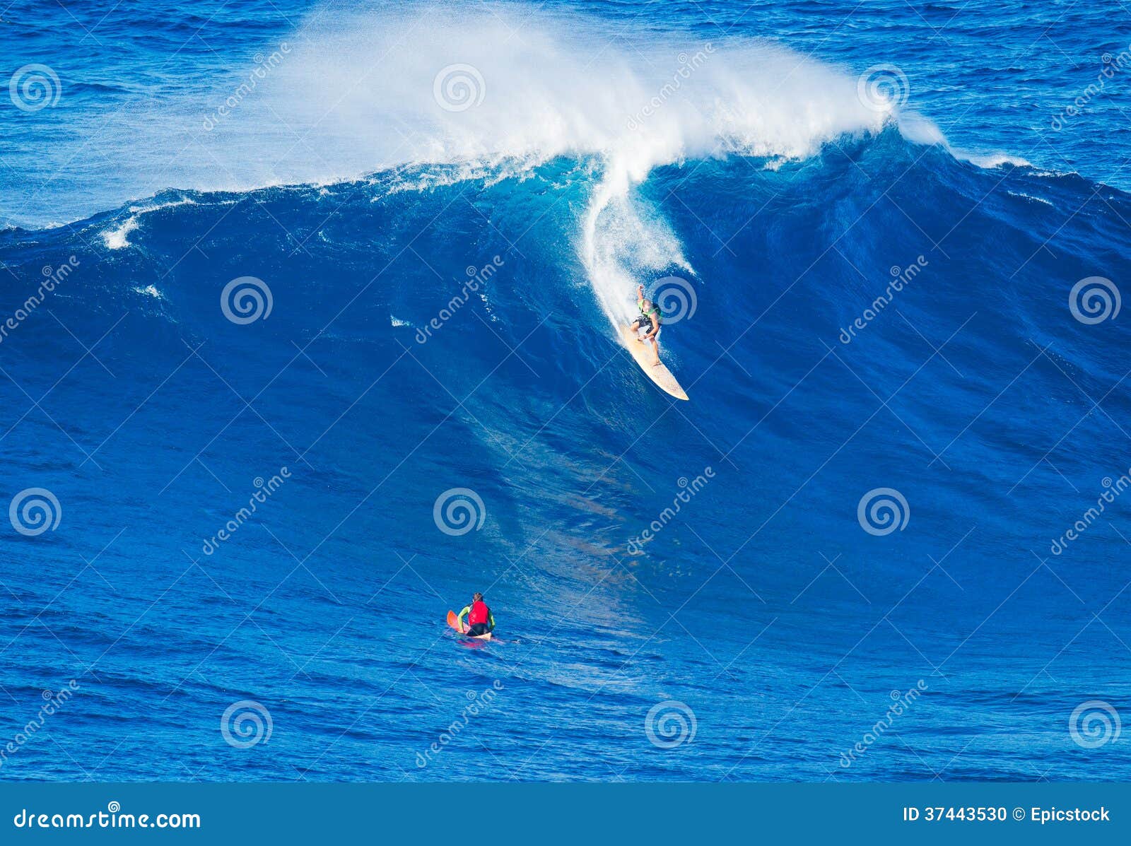 Surfer riding giant wave stock photo. Image of power - 37443530