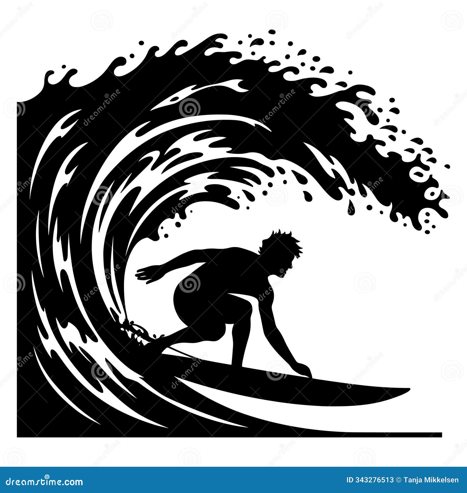 Surfer Riding the Wave stock illustration. Illustration of sports ...