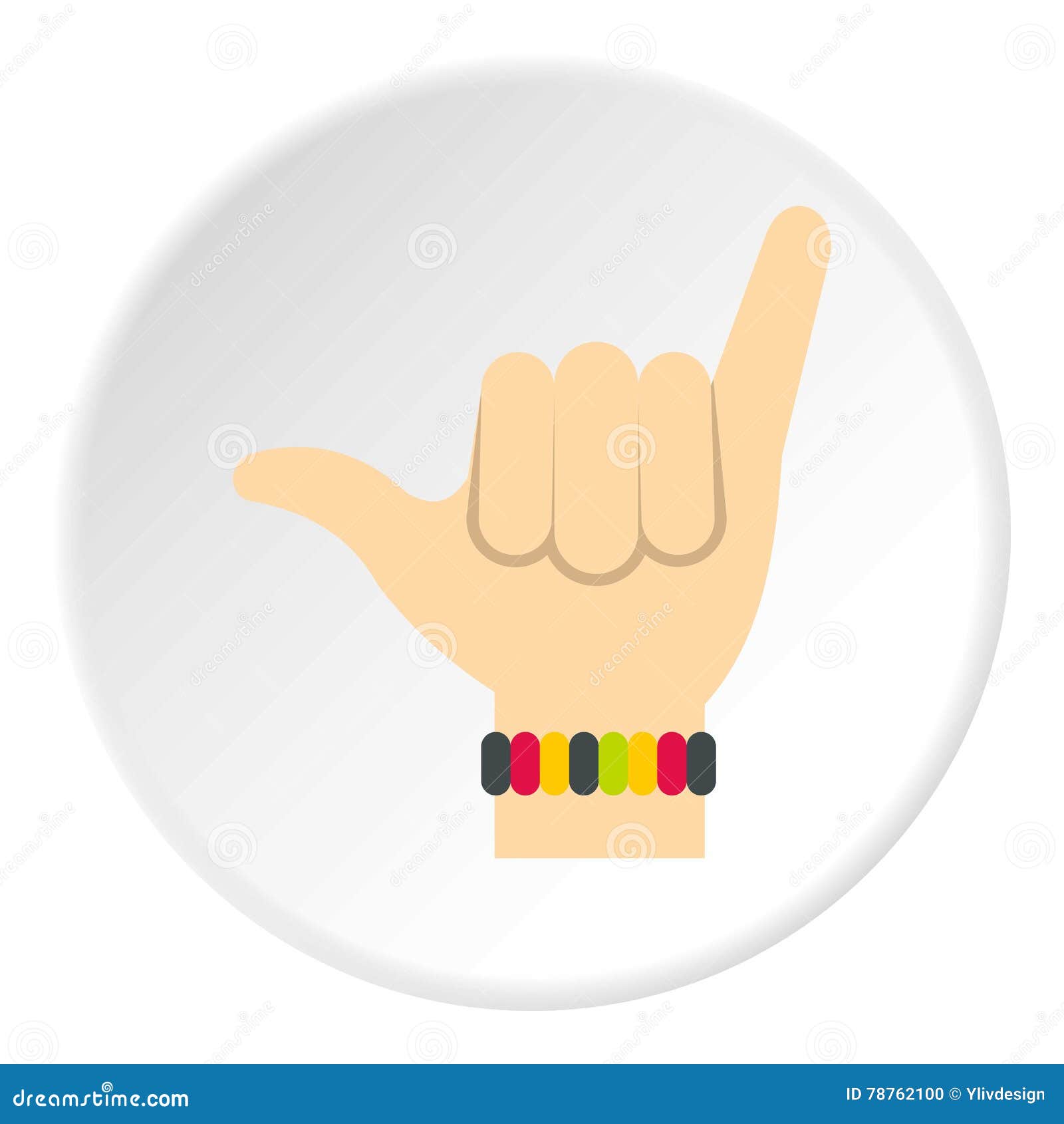 Surfer Shaka Hand Sign Icon, Flat Style Stock Vector - Illustration of ...