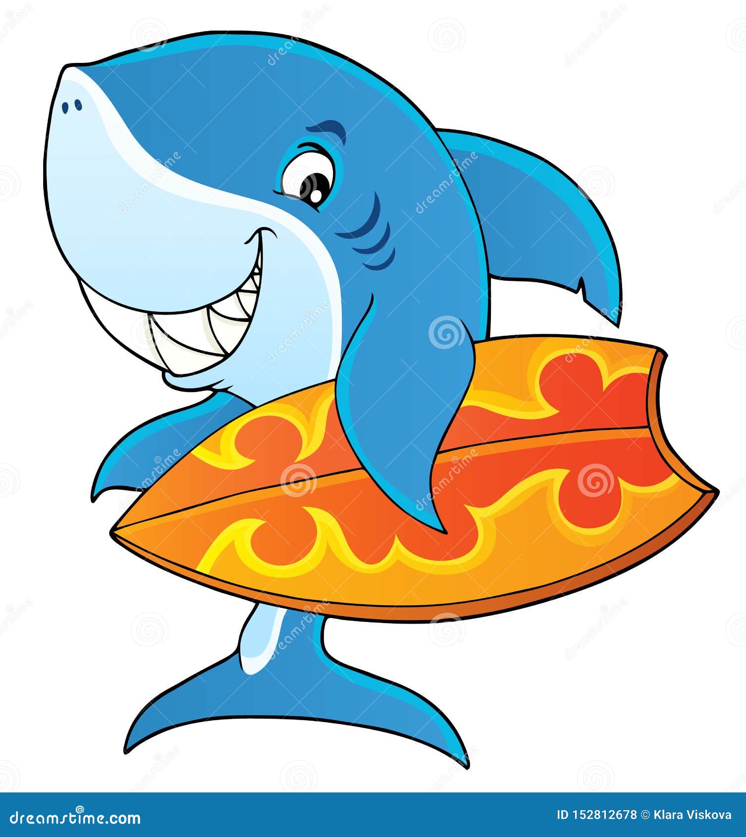 Surfer And Shark Attack, Vector Cartoon Illustration | CartoonDealer ...
