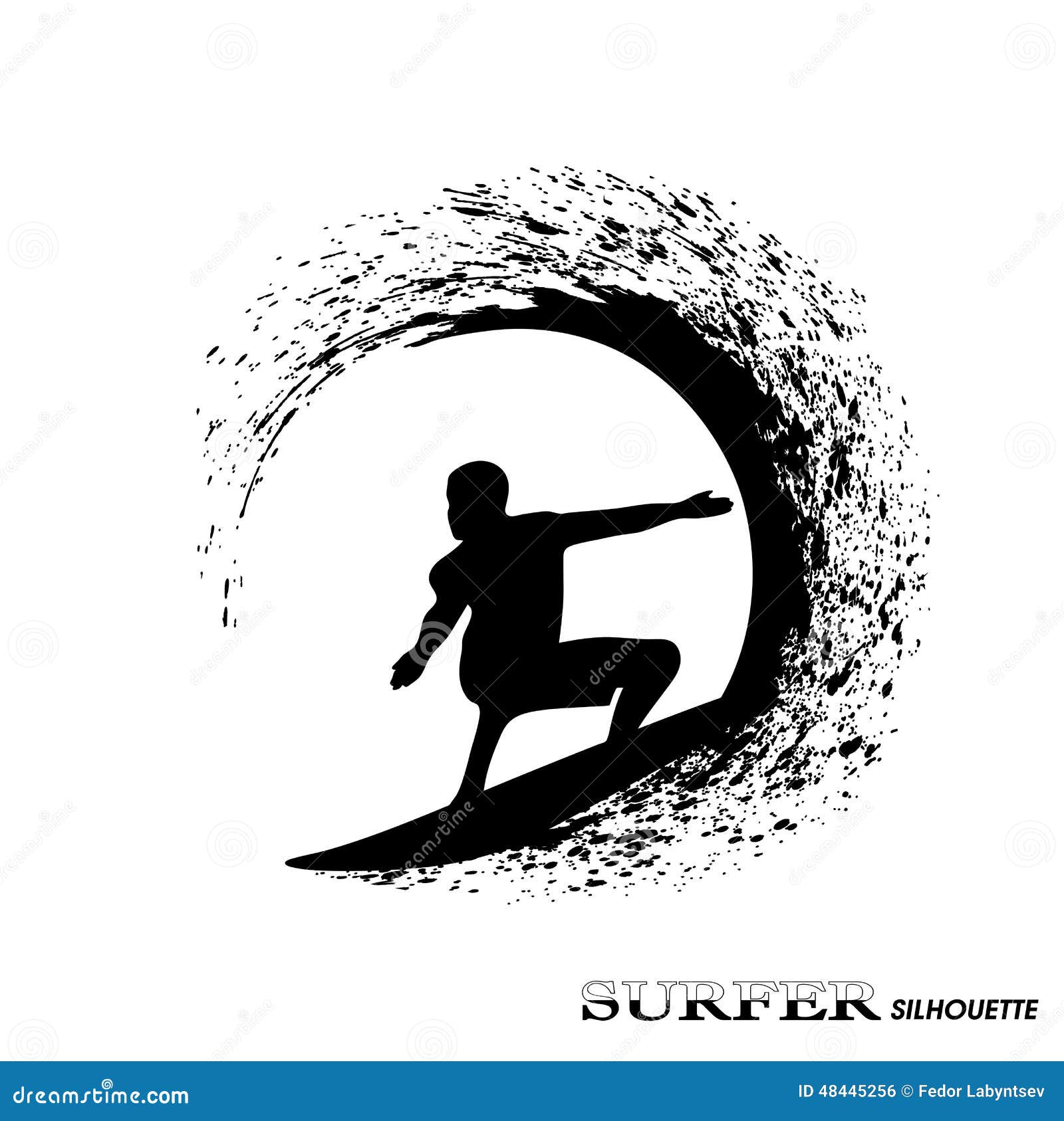 Surfer silhouette stock vector. Illustration of sport - 48445256