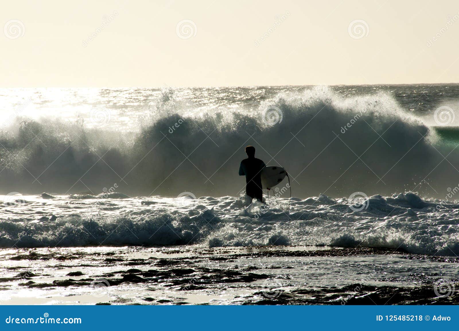 Surfer Silhouette stock photo. Image of beach, shadow - 125485218