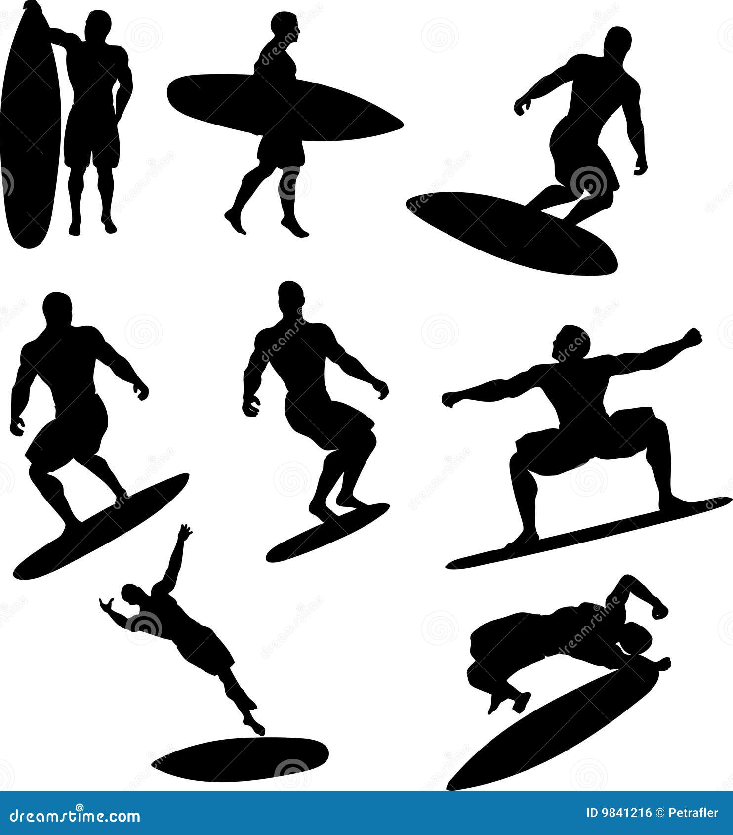 Surfer Silhouettes Detailed Vector Illustration | CartoonDealer.com ...