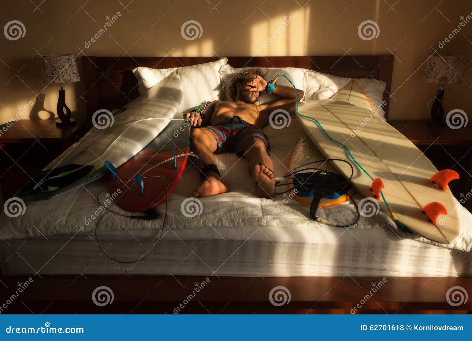 Surfer sleeping stock photo. Image of lying, pillow, board - 62701618