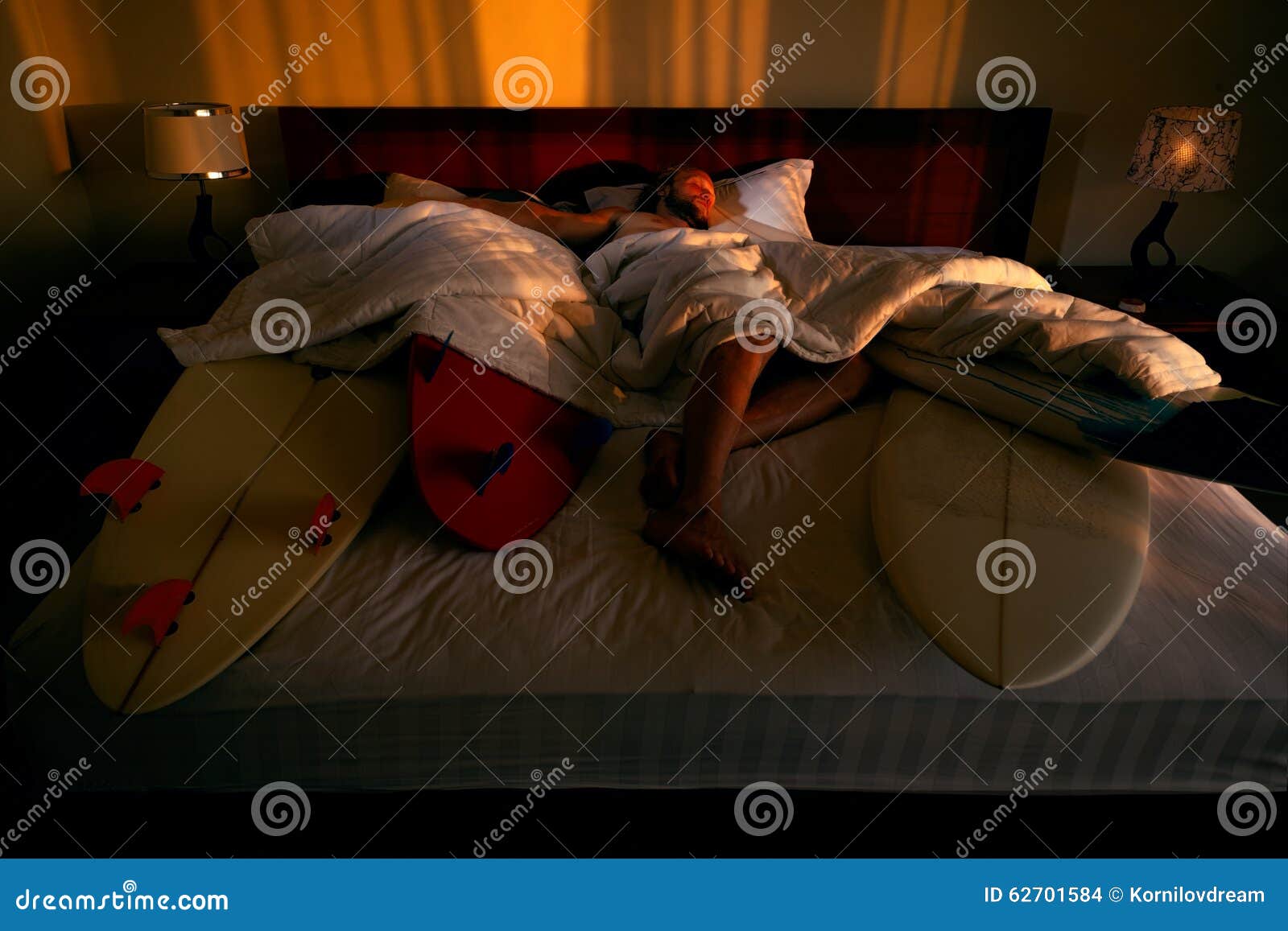 Surfer sleeping stock photo. Image of dream, dusk, face - 62701584