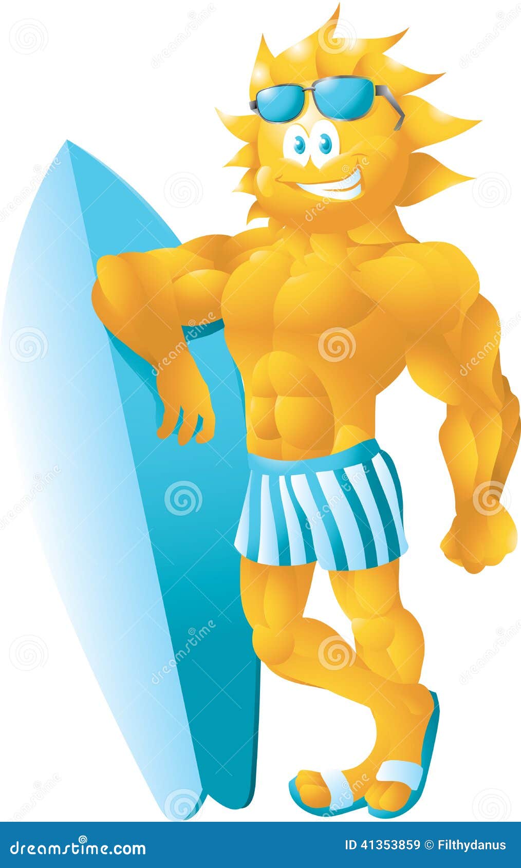 Surfer sun in blue cartoon stock vector. Illustration of healthy - 41353859