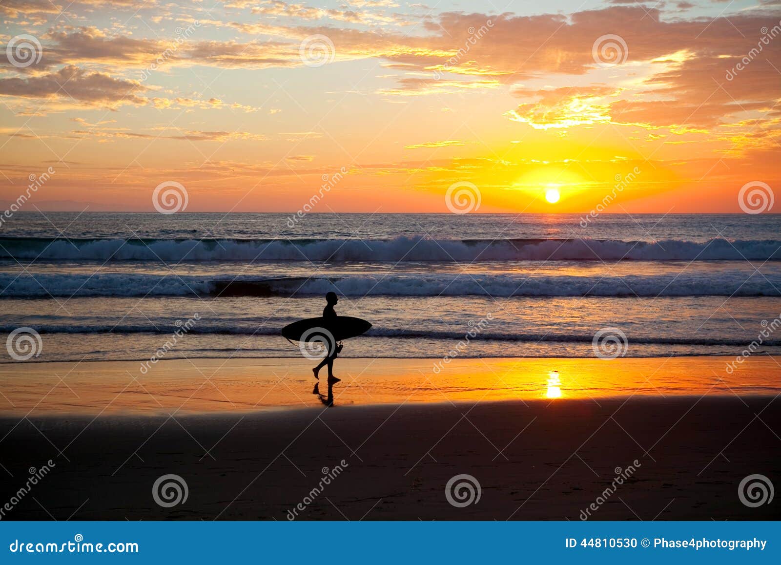 Surfer sunset stock photo. Image of sand, freedom, ocean - 44810530