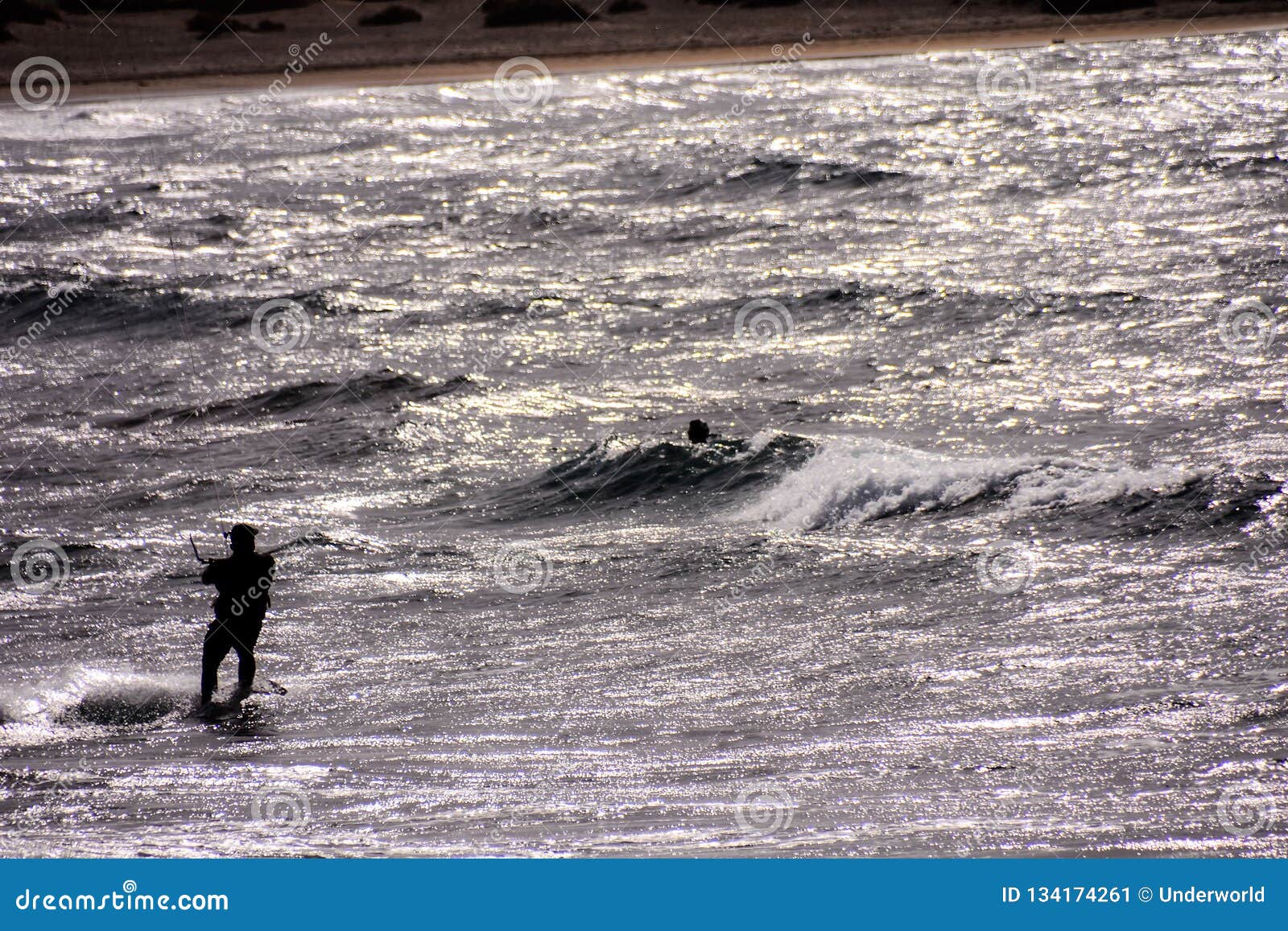 Surfer at Sunset on a Calm Ocean Stock Image - Image of nature ...