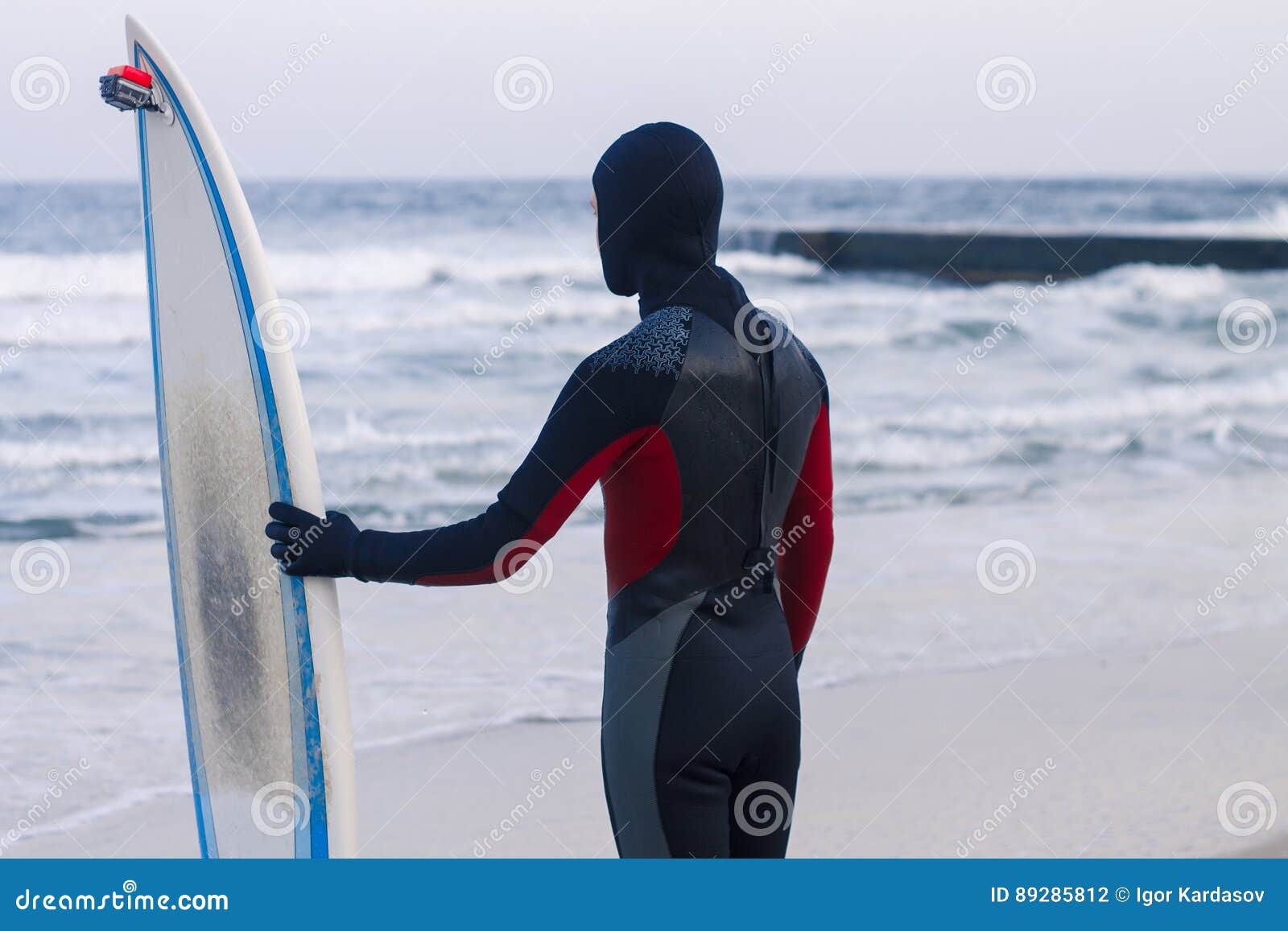 Surfer with Surfboard Standing Stock Photo - Image of energy, outdoor ...