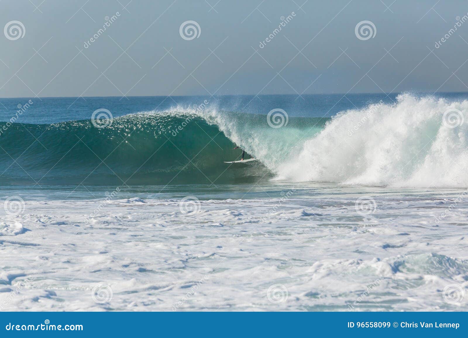 Surfer Surfing Inside Wave stock image. Image of ocean - 96558099