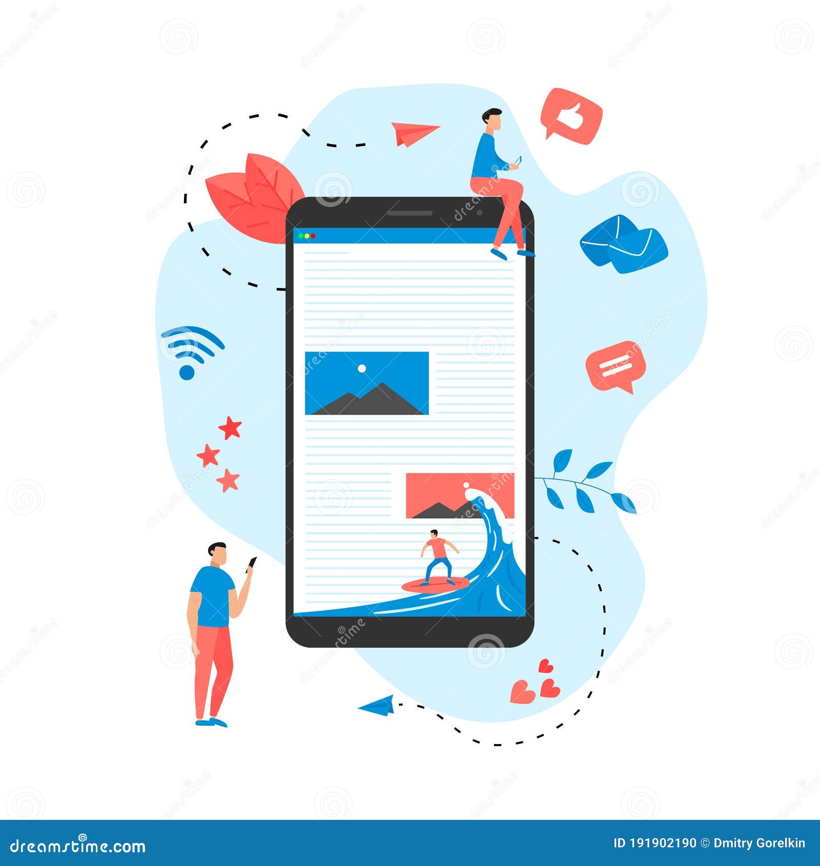 Surfer Surfing a Wave Web Page Vector Illustration. Web Page Surfing ...