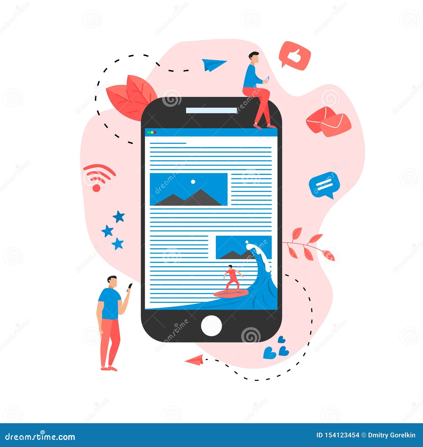 Surfer Surfing a Wave Web Page Vector Illustration. Web Page Surfing ...