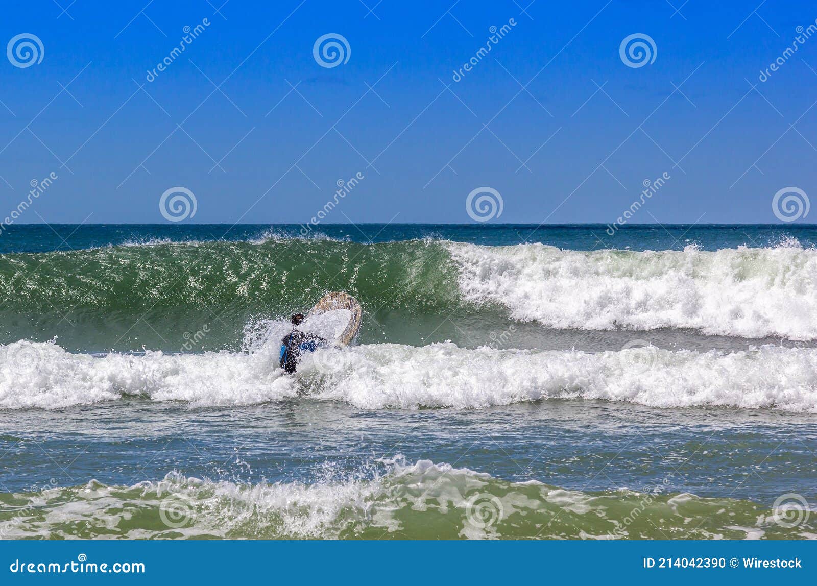 Surfer Swimming Forward To the Waves of the Ocean Stock Photo - Image ...