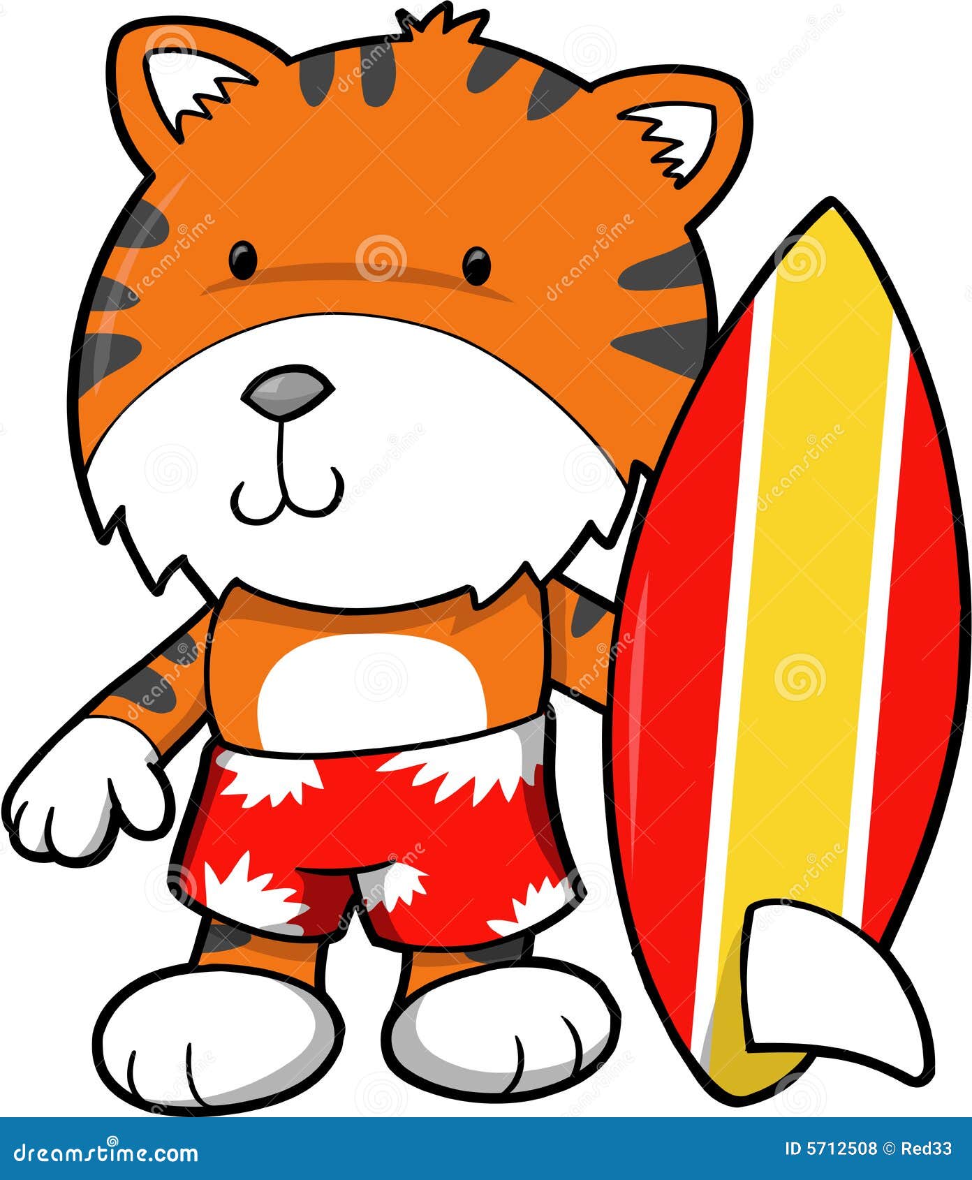 Surfer Tiger Vector stock vector. Illustration of wild - 5712508