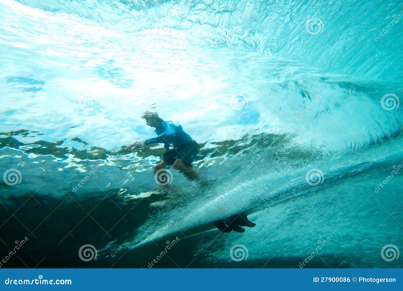 Surfer on Tropical Wave Underwater Vision Stock Photo - Image of ...