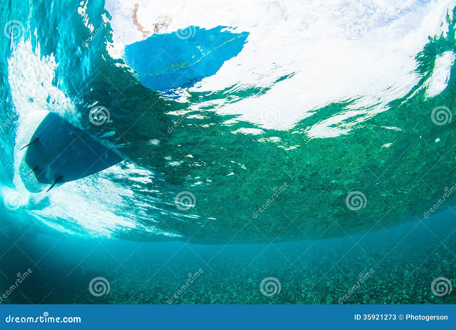 Surfer on Tropical Wave Underwater Vision Stock Image - Image of ...