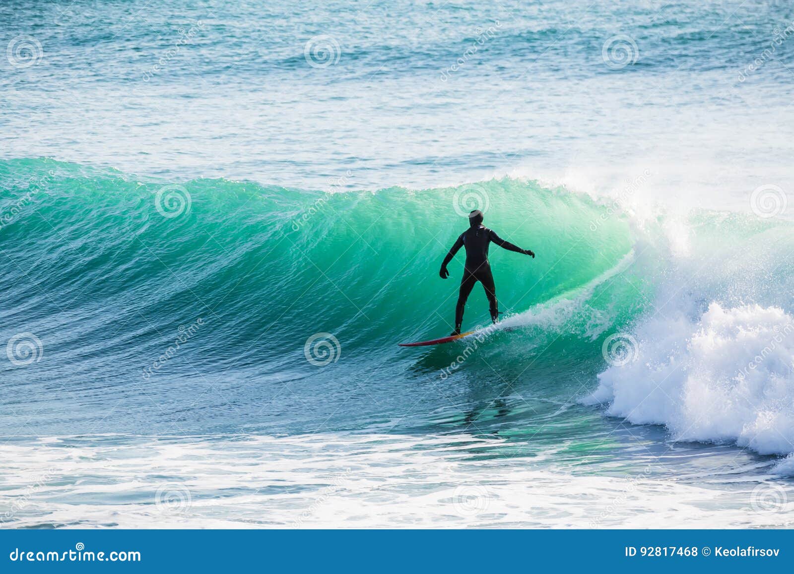 Surfer and Turquoise Barrel in Ocean Stock Photo - Image of canada ...