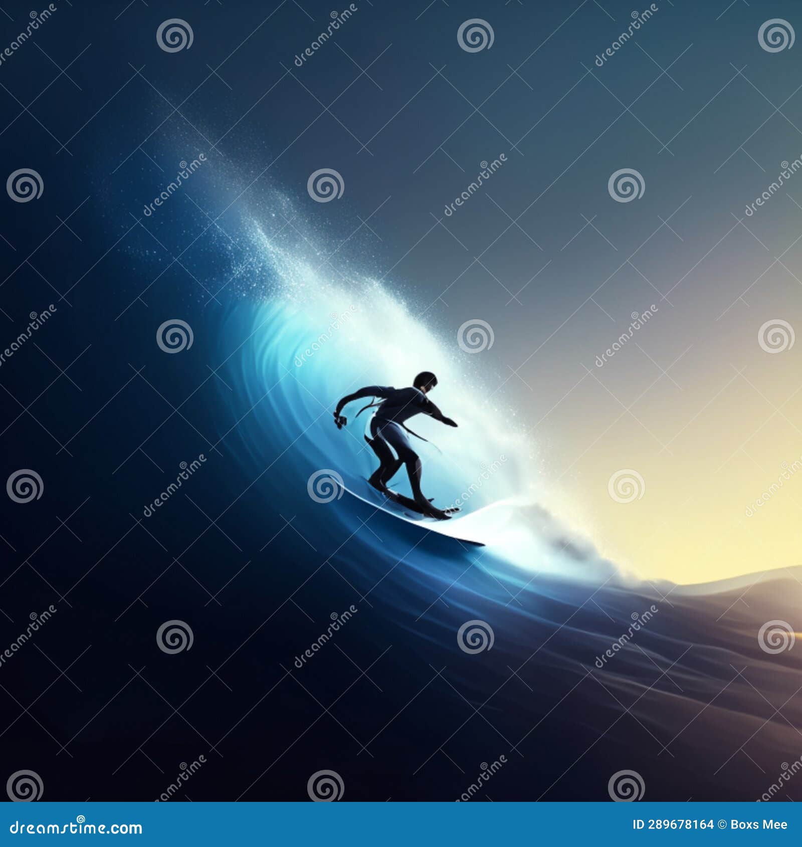 Surfer on a Wave. 3d Render Stock Illustration - Illustration of water ...