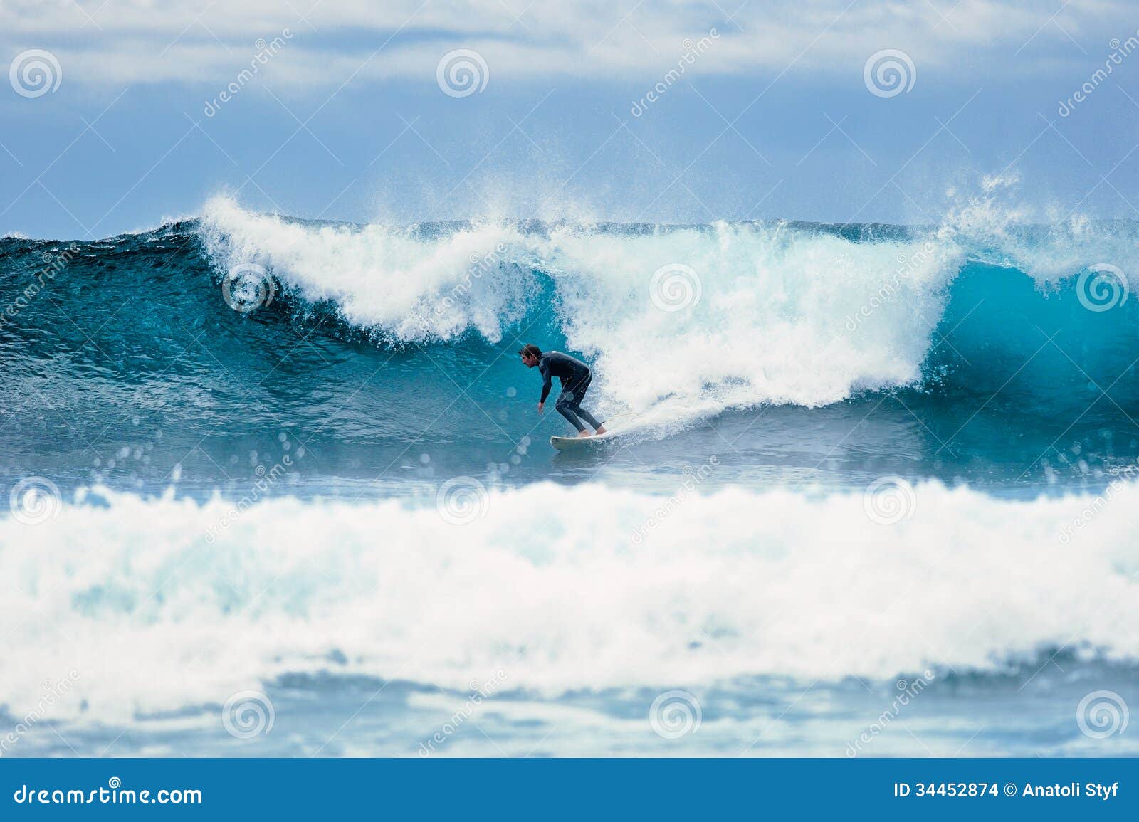 Surfer on wave stock photo. Image of splash, sport, activity - 34452874
