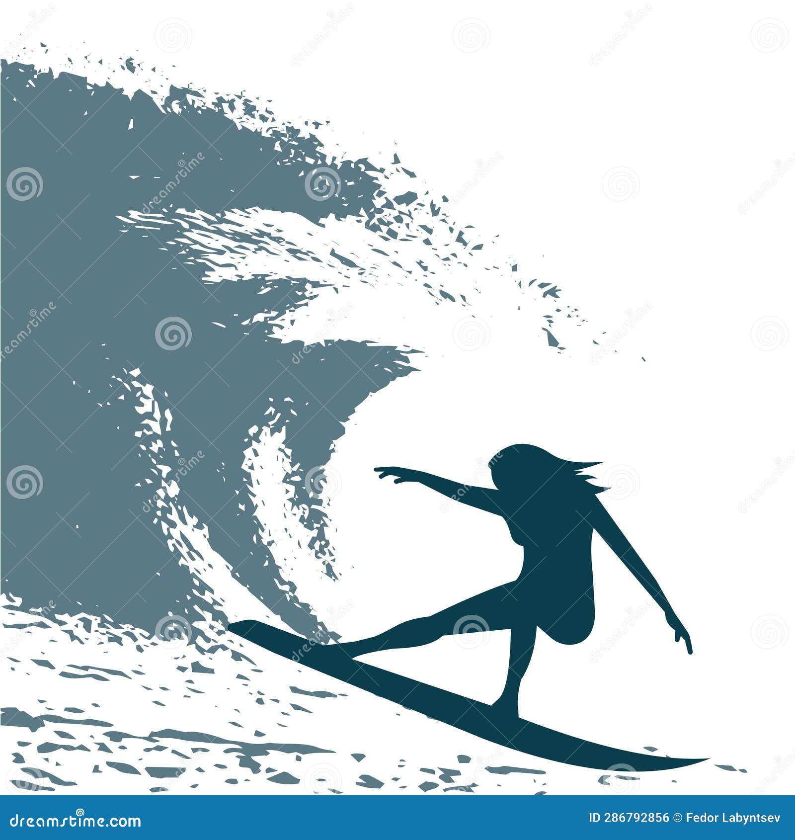 Surfer on the Wave Vector Illustration Stock Vector - Illustration of ...