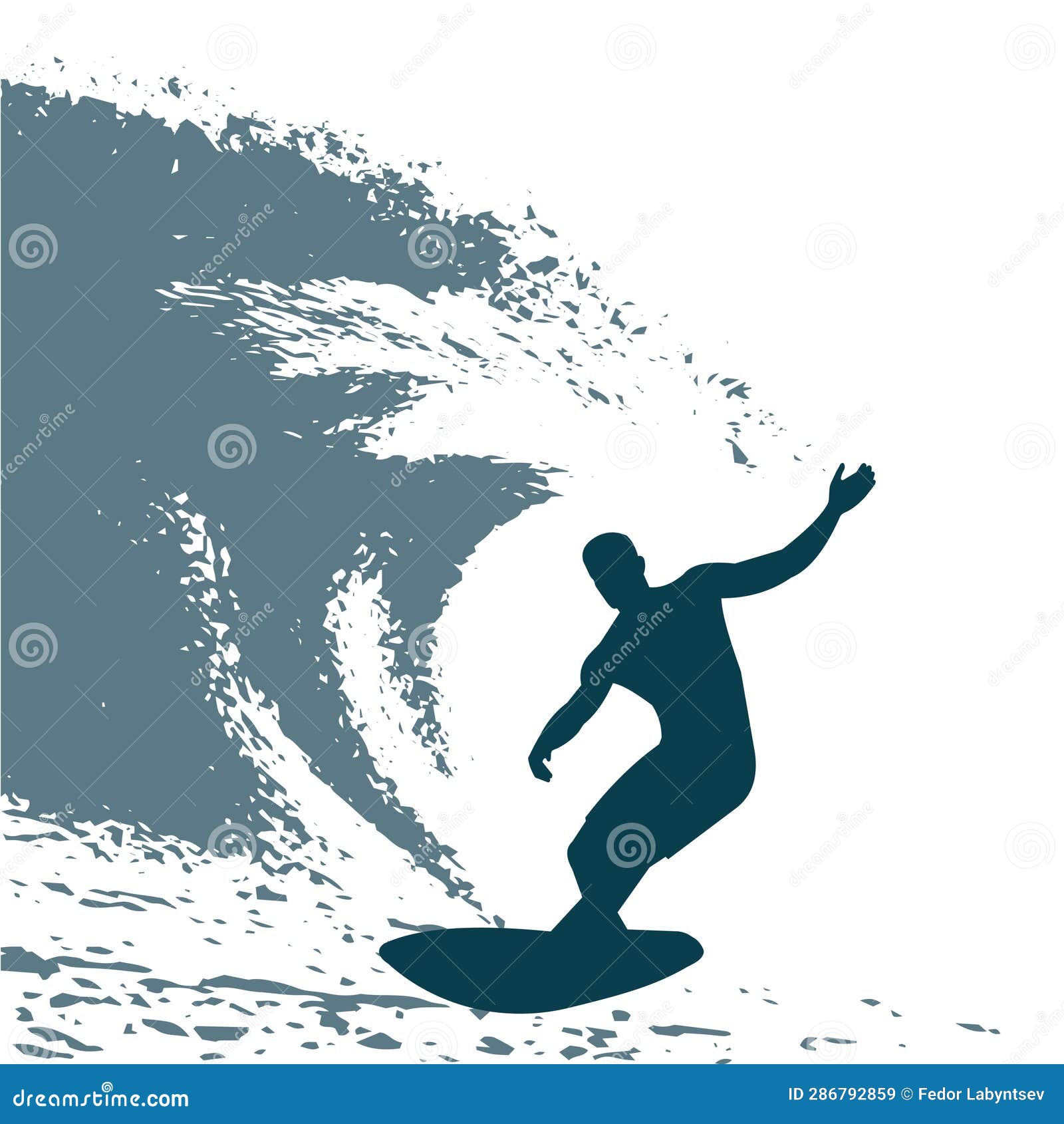 Surfer on the Wave Vector Illustration Stock Vector - Illustration of ...