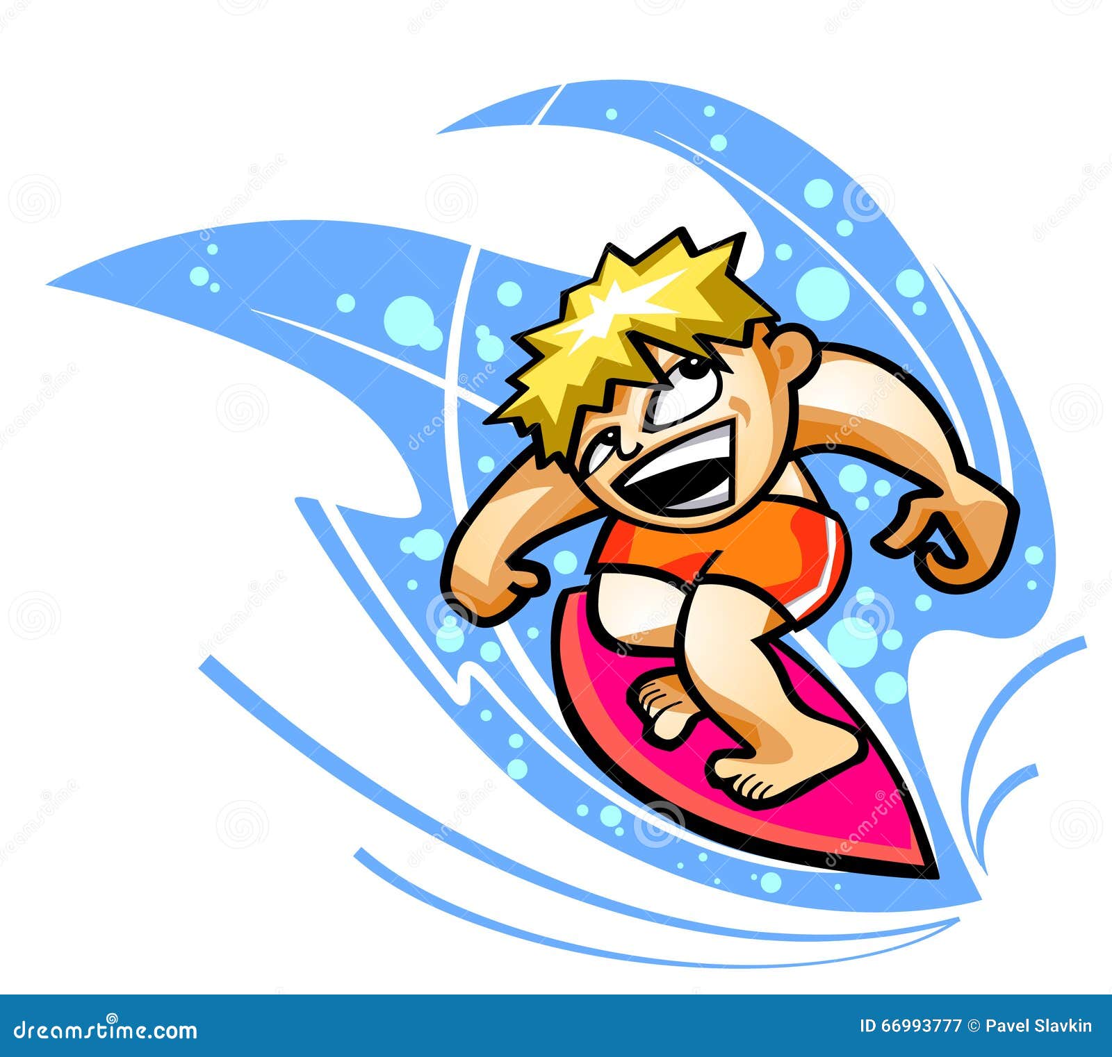 Surfer on wave stock vector. Illustration of wave, male - 66993777