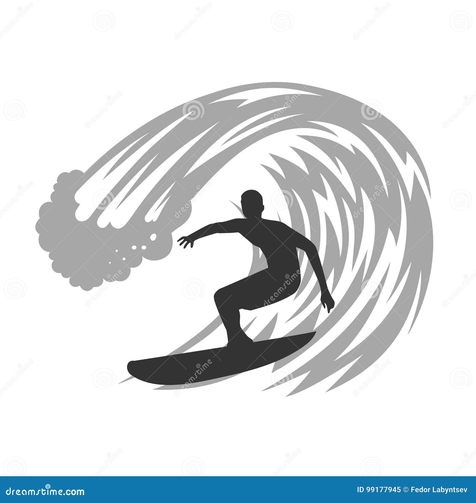 Surfer on Wave Vector Illustration. Stock Vector - Illustration of ...