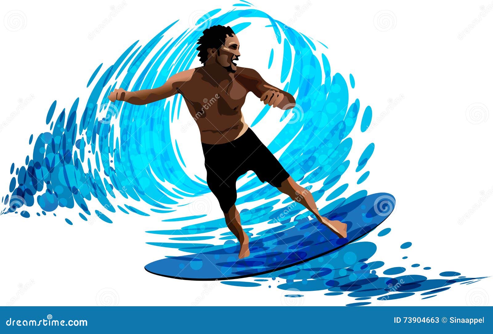 Surfer on Waves, Vector Illustration Stock Vector - Illustration of ...