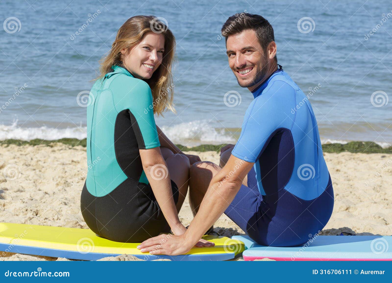 Surfers on Beach Having Fun in Summer Stock Image - Image of woman ...