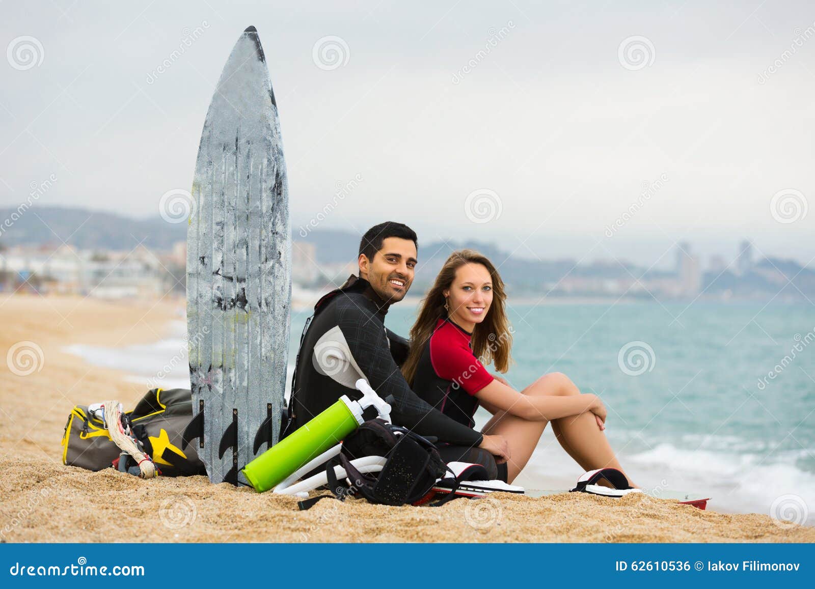 Surfers Family on the Beach Stock Photo - Image of adventure, sand ...