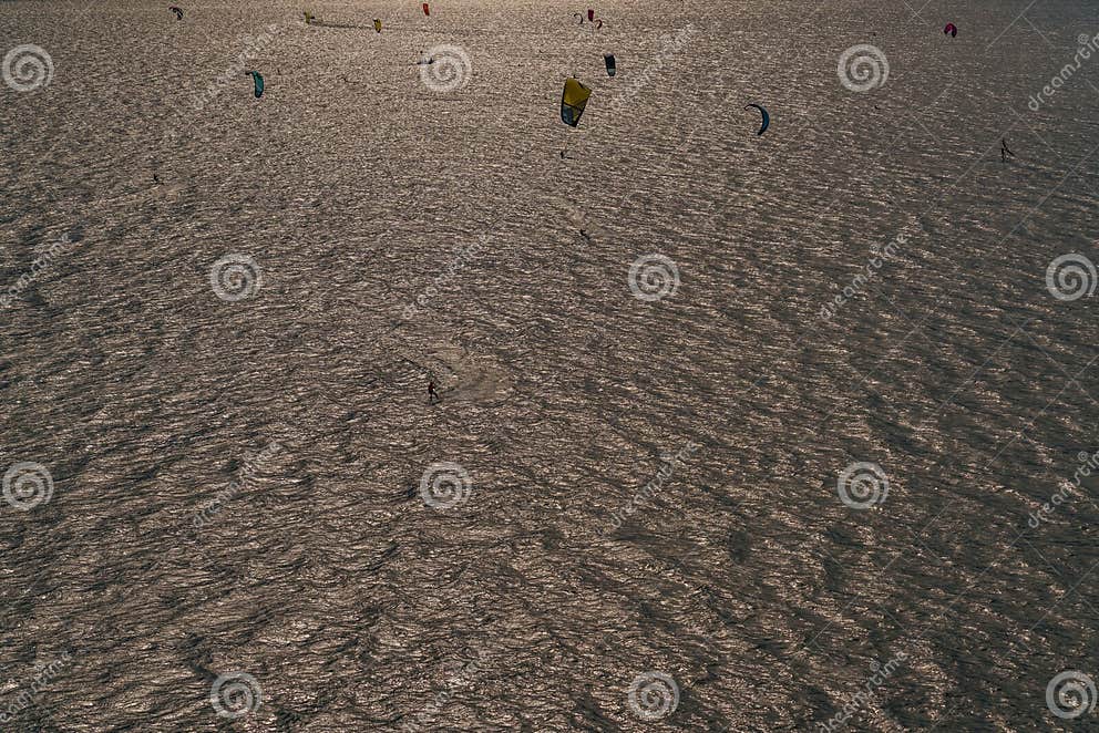 Surfers Floating on the Lake Stock Image - Image of wind, surface ...