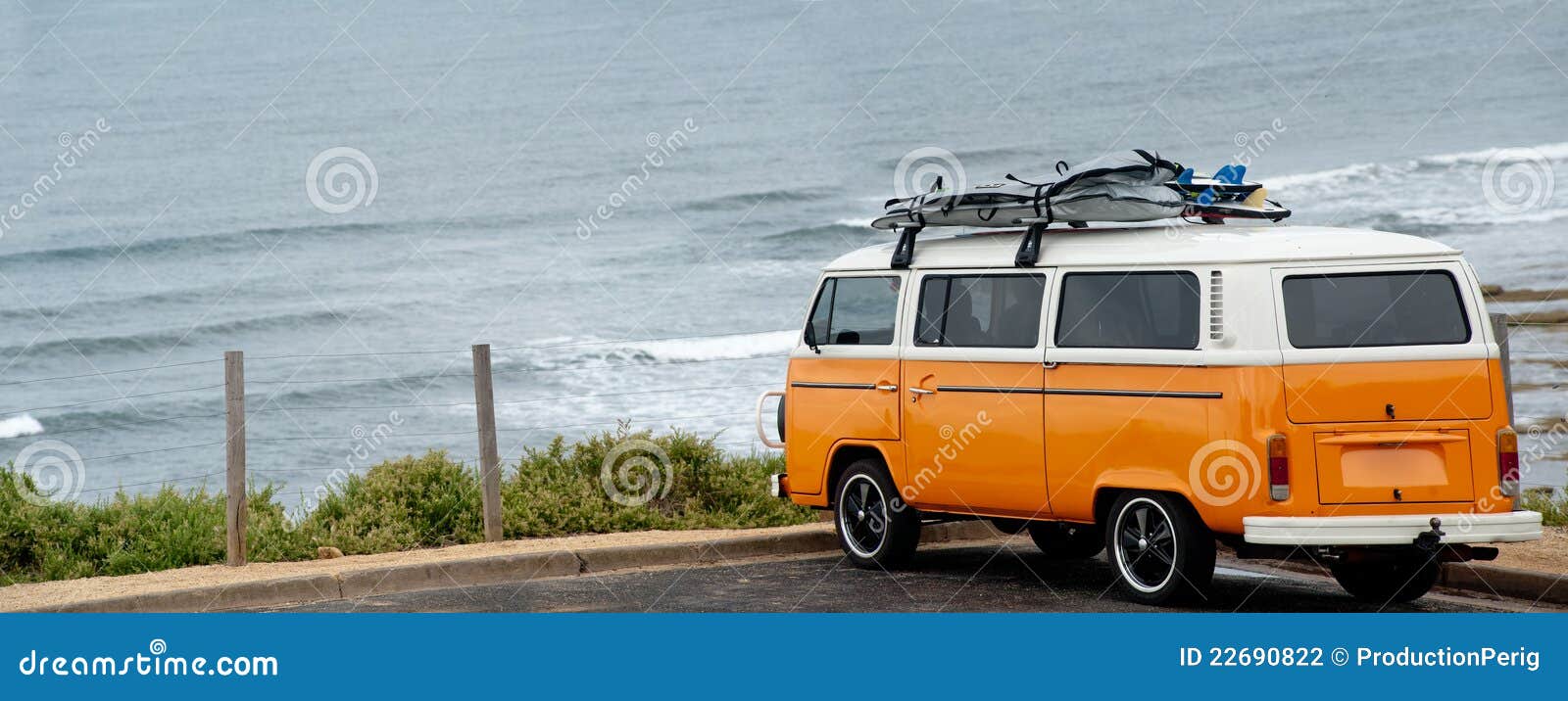 Surfers Orange Van on Bells Beach - Australia Stock Photo - Image of ...