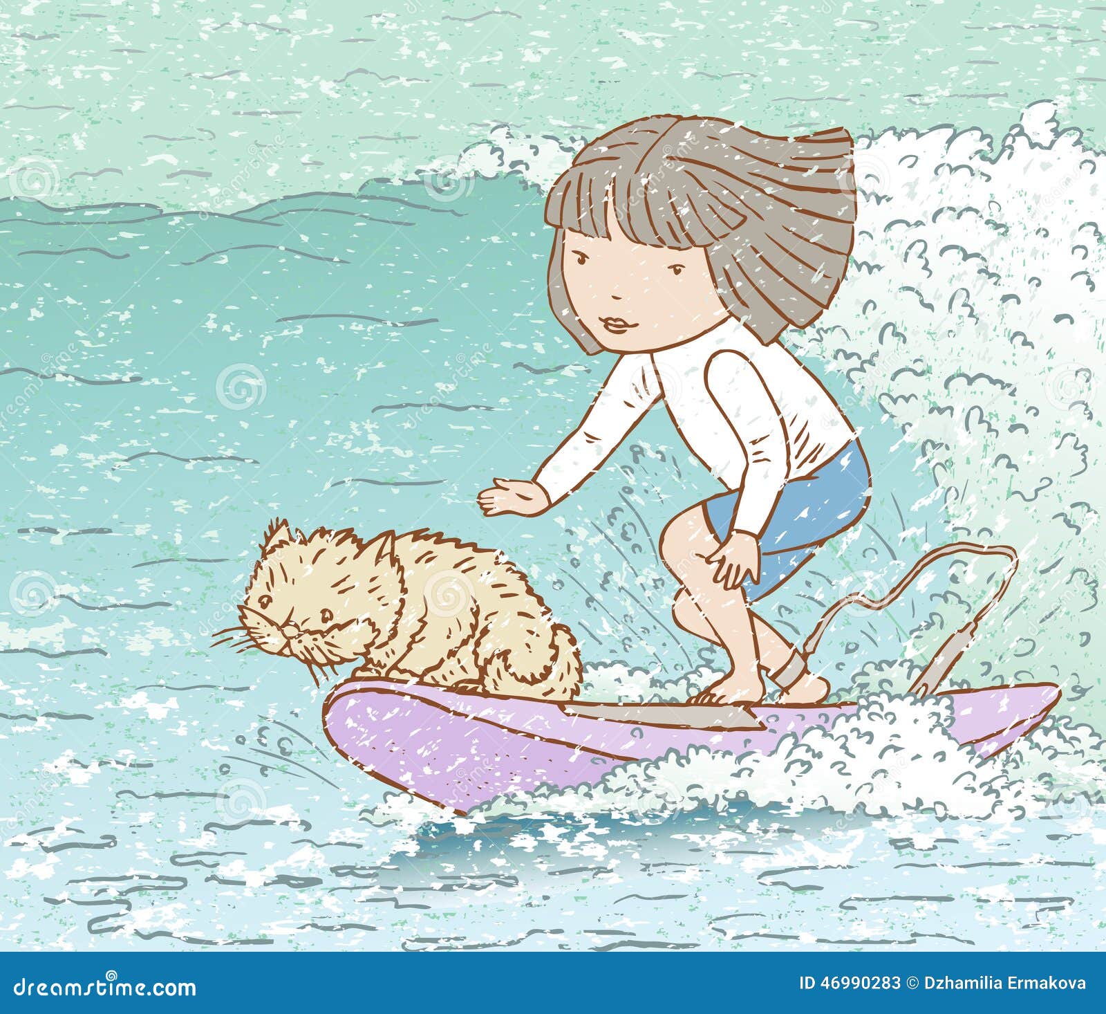 Surfers stock vector. Illustration of hand, drawing, surfers - 46990283