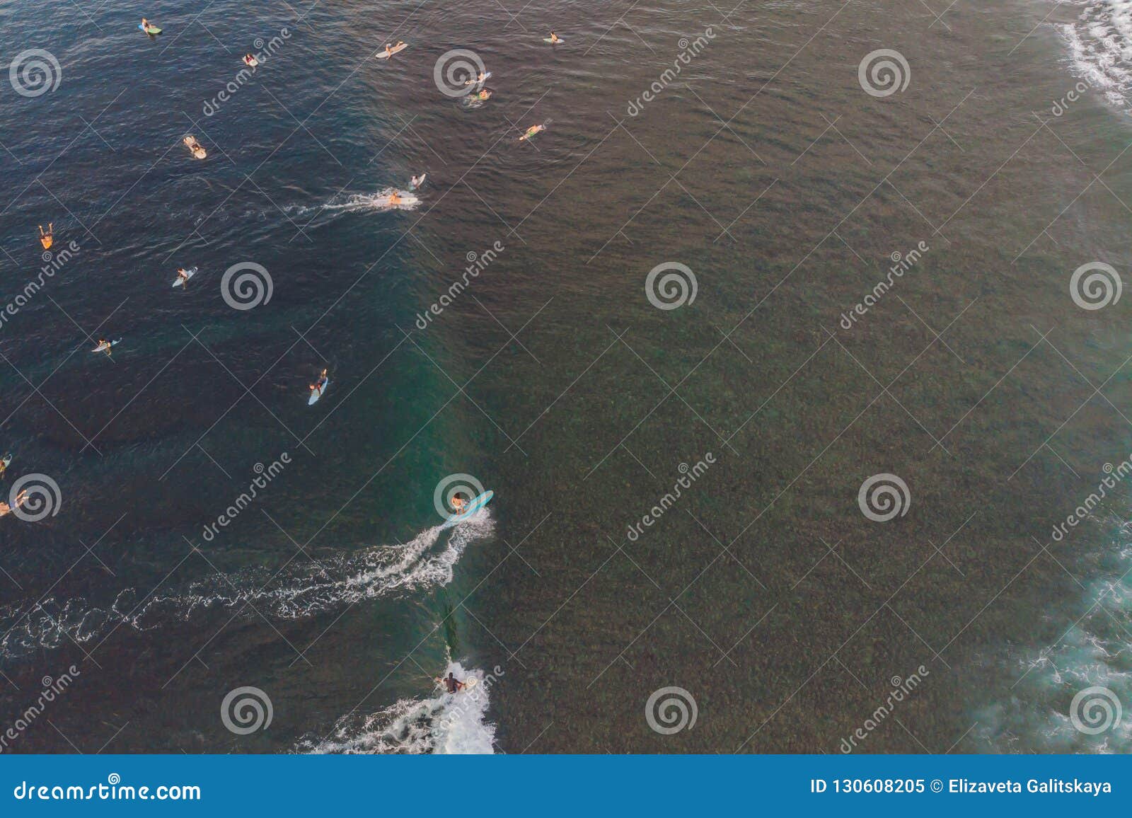 Surfers on the Waves in the Ocean, Top View Stock Image - Image of ...
