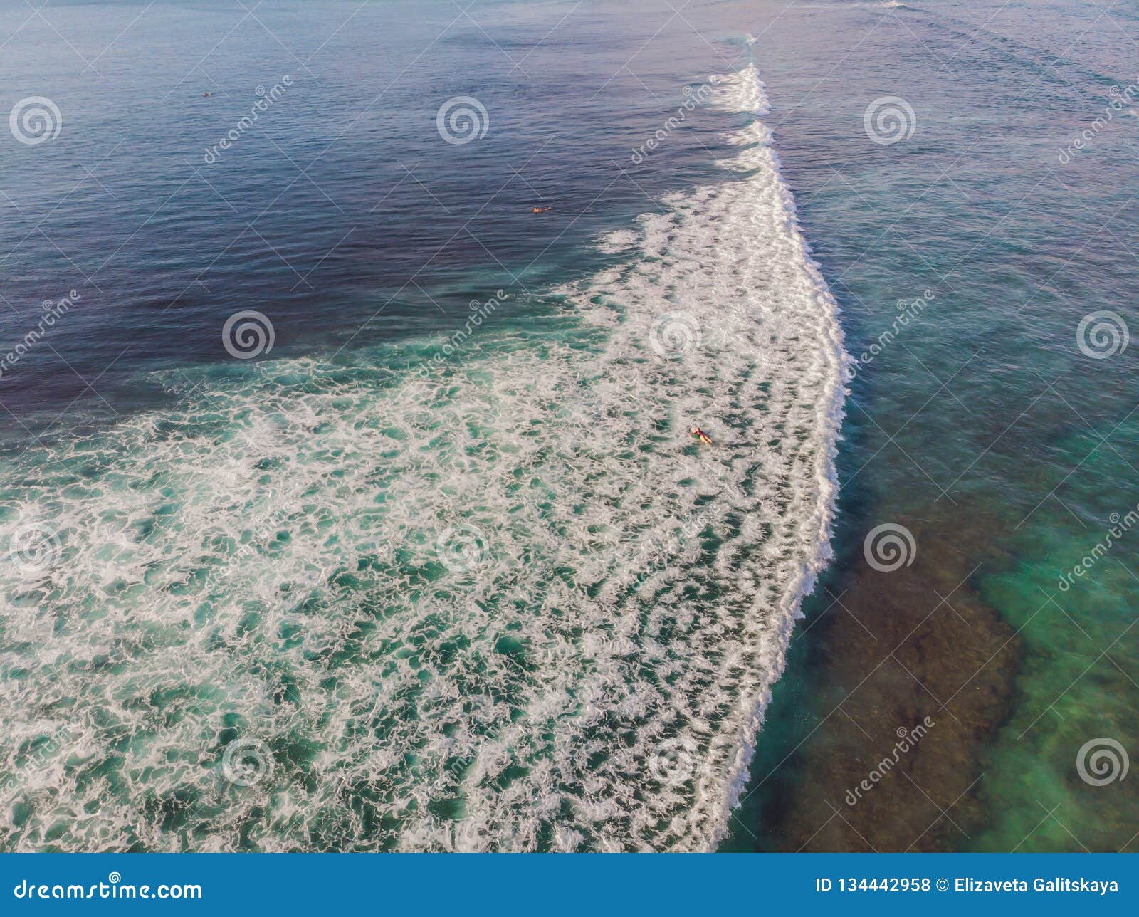 Surfers on the Waves in the Ocean, Top View Stock Photo - Image of ...